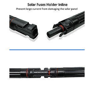 15A Solar Fuse Holder Inline, 5PCS Waterproof Solar Fuse Connector for Solar Panel and Solar Controller, Solar Surge Protection Device with Male and Female Connector
