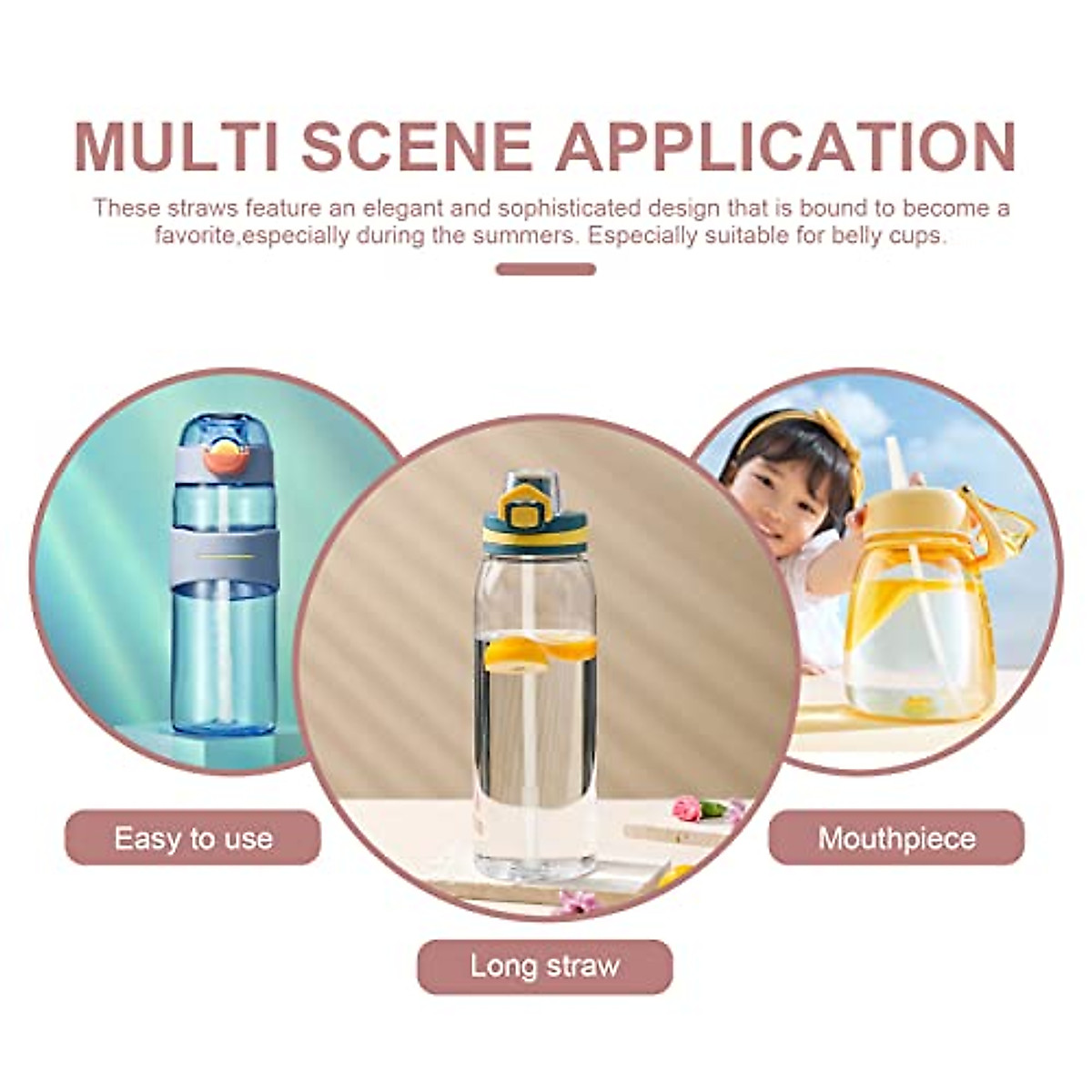 Luxshiny Frost Buddy 5pcs Water Bottle Straw Replacement Reusable Big Jug Straws Belly Cup Straws Tumbler Straws Drinking Straws for Time Marker Motivational Sports Drink Half Gallon Water Bottle