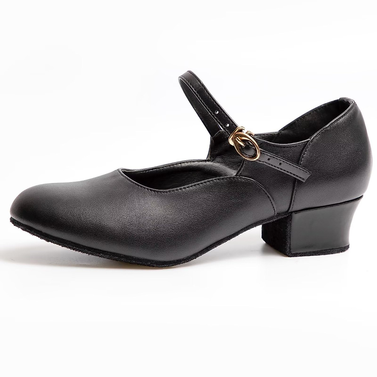 ARCLIBER Black Character Shoes for Women Suede Sole Low Heel Cuban Heel Dance Shoes Ankle Strap Dancing Shoes-8US