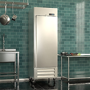 27 5/8 Inch AP-23F 20 Cu. Ft Commercial Freezer, Single Door Stainless Steel Reach-in Freezer with 3 Adjustable Shelves for Restaurants, -8°F – 0°F