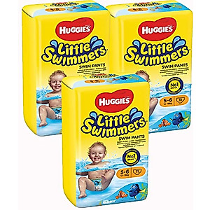 HUGGIES Little Swimmers Baby Disposable Swim Diapers Pants Size 5-6, 11 Count (Pack of 3)