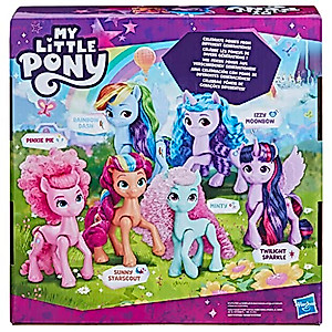 My Little Pony Dolls Rainbow Celebration, 6 Pony Figure Set, 5.5-Inch Dolls, Toys for 3 Year Old Girls and Boys, Unicorn Toys (Amazon Exclusive)