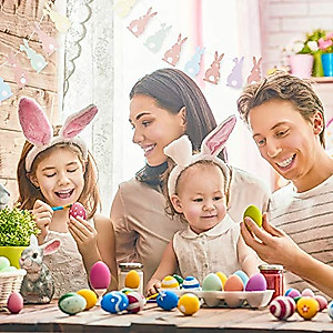 Whaline Easter Banner Decoration Happy Easter Banner Garland, Glitter Easter Bunny Bunting Flag Farmhouse Banner Spring Themed Party Favors Supplies, Happy Easter Day Home Decor for Mantle Fireplace