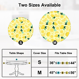 MHJY Round Tablecloth Fitted Elastic Table Cover Waterproof Table Cloth for Dinner, Party, Picnic,Camping, Round Table Cover for Indoor Outdoor,Yellow,S (36"-44")