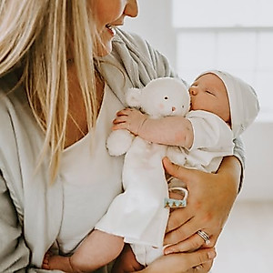 Bunnies By The Bay "Kiddo The Lamb" - Bye Bye Buddy Travel Size Baby Lovey - 11 inch Stuffed Rabbit and Baby Blanket - Super Soft Velour with Satin Lining