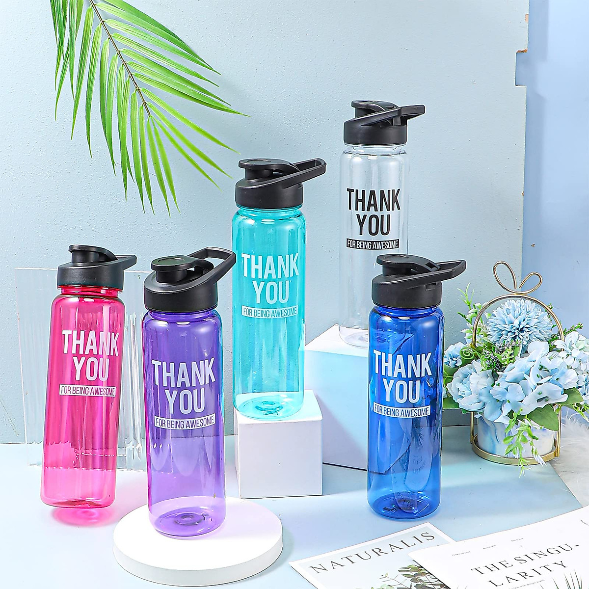 Inbagi 12 Pack Thank You Plastic Water Bottle Gifts Bulk for Employee Teacher 24 oz Thank You for Being Awesome Sport Bottle Gift for Team Staff Gym Camping Hiking