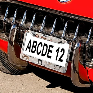 Family in Coats Wearing Santa Hats License Plate Frames 2 Pcs Set Personalized Family Christmas Car Accessories Fits All Car 2 Hole Aluminum License Plate Cover with 2 Holes and Screws