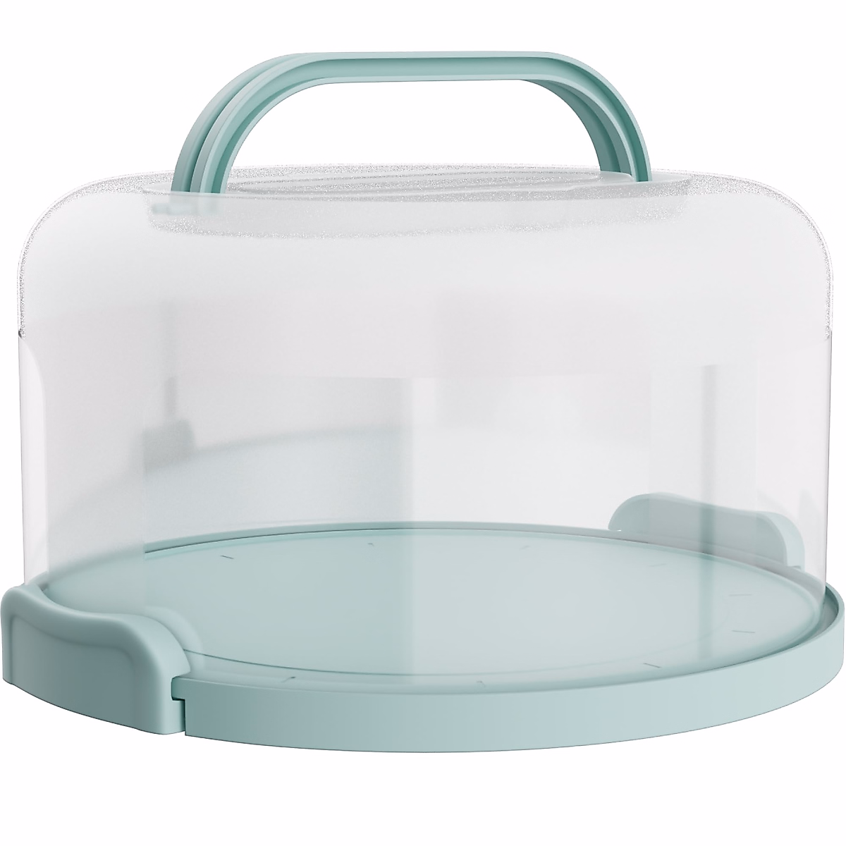 Cake Carrier with Lid and Handle - Multipurpose Cake Stand with Lid for 10” Cake, Pie, Cupcakes - Cake Holder & Lid, Plastic Cake Container, Round Cake Cover for Transport & Storage (Seafoam Green)