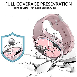 HASDON [6+6Pack] Screen Protector Case for Samsung Galaxy Watch 5 / Galaxy Watch 4 40mm, Bubble Free Tempered Glass Film + Waterproof Hard PC Bumper No Water Collected Protective Cover