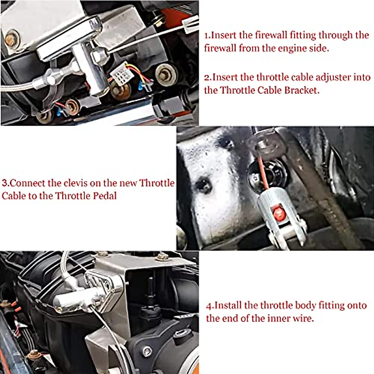 Miytsya 1 Pack 36In Braided Throttle Cable, Stainless Steel Throttle Cable Kit, Compatible with 97-07 Chevrolet/Chevy LS1 Engine 4.8L 5.3L 5.7L 6.0L Throttle Cable Repair (Silver)