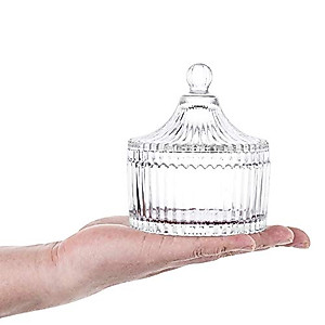 Glass Candy Dish with Lid European Style, Candy Jar Yurt, Glass Food Storage Organization Containers Bowls for Decorative Flour Cookie and Sugar, Amber, Small+Large