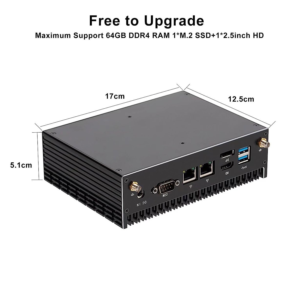 VENOEN Fanless Mini PC 6 Core i7 10710U with Win 11,Dual LAN Silent Portable Computer,HD 2.0/DP 4K Display,RS232 COM,USB-C,WiFi,BT 5.1,16GB DDR4 512GB M.2 SSD