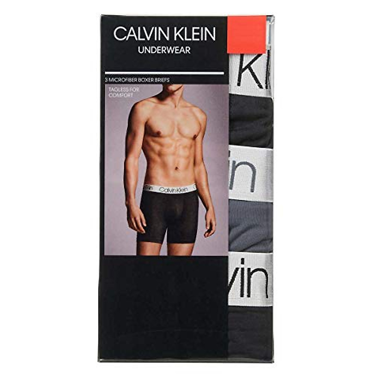 Calvin Klein Mens 3 Pack Chromatic Microfiber Boxer Briefs (Black/Grey/Black, Medium)