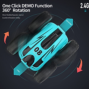 Meryi Mini Stunt RC Cars Toy, 4WD 2.4Ghz Remote Control Car Double Sided Rotating Vehicles, Kids Toy for Boys & Girls Birthday, No Battery