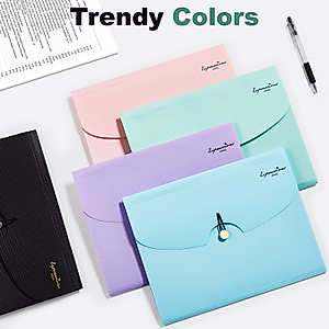 Sooez 7 Pocket Expanding File Folder, Premium Accordion File Organizer, Letter Size Folders for Documents, Sleek Filing Folders with Bungee Closure, Portable Folders for School Office Supplies, Black