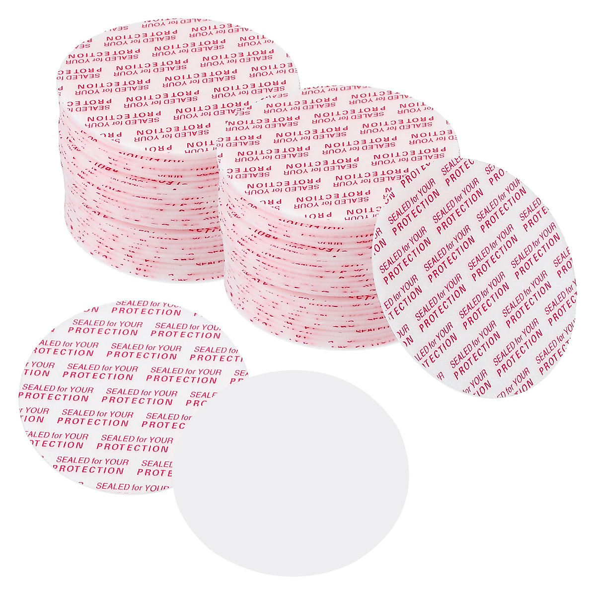 PATIKIL 48mm/1.87inch Foam Lid Liner, 200Pcs PS Foam Resistant Tamper Pressure Sensitive Seal for Bottle Cap Liners Seals, White Red