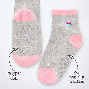 Kids Socks for Girls Boys Toddler Socks With Grippers Soft Cotton Dress Crew Grip Socks for Children 4T-5T Years old (Unicorns & Rainbows)
