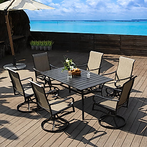 MEOOEM Outdoor Patio Dining Chairs Set of 2 Swivel Patio Chairs All Weather Textilene High Back Patio Furniture Chair with Armrest & Black Metal Frame for Lawn Garden Backyard