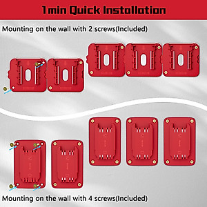 TAIRDA 10Packs Battery Holder Tool Holder, 5 Packs Battery Holder for Milwaukee M18 18v Battery, 5 Packs Tool Holder Wall Mount for Milwaukee M18 18v Tools