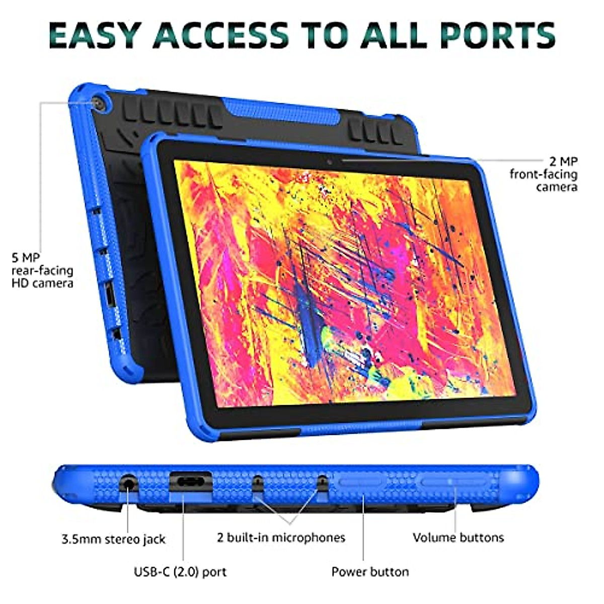 ROISKIN Dual Layer Heavy Duty Shockproof Impact Resistance Drop Proof Military Grade Kids Protective Case for Fire HD 10 & HD10 Plus Tablet 2021 11thgen with Kickstand, not for iPad Samsung Galaxy