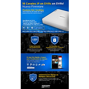 EPCOM DVR 8 Channel 1080p Lite / 8 Channel TURBOHD + 2 IP Channels / 1 Hard Drive Bay / H.264+ / Full HD Audio Video Output by COAXITRON