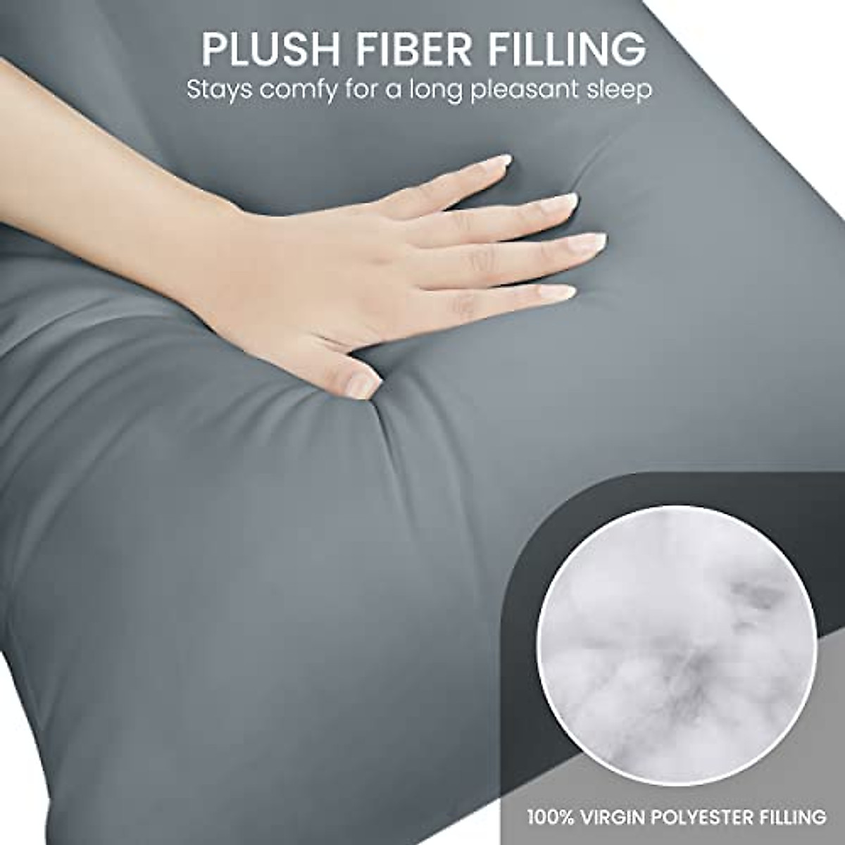 Utopia Bedding Full Body Pillow for Adults (Grey, 20 x 54 Inch), Long Pillow for Sleeping, Large Pillow Insert for Side Sleepers