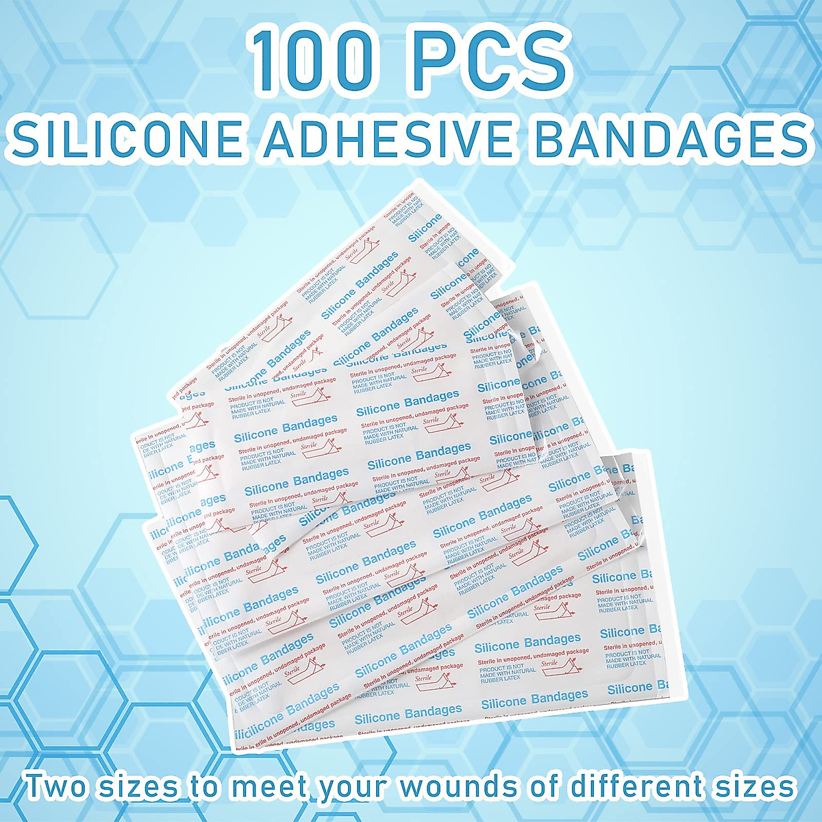 100 Pcs Silicone Adhesive Bandages Bulk Sensitive Skin Bandages Painless Removal Silicone Bandages for Sensitive Fragile Skin Elderly Painless Removal Delicate Sensitive Skin