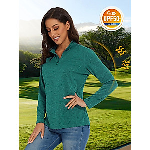 MAGCOMSEN Womens Shirts Long Sleeve Athletic Shirts for Women Sweatshirts for Women Running Shirts Uv Protection Shirts Jade Green M