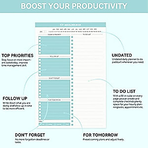 Regolden-Book To Do List Notepad - Daily Planner Notepad Undated, To Do List Planning Pad for Work, Checklist Note Pad for Personal Organized, 52 Sheets, Teacher/Men/Women, Teal (8.5"x5.5")
