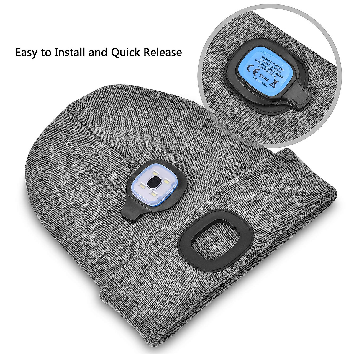 Etsfmoa Unisex Beanie with The Light Gifts for Men Dad Father USB Rechargeable Caps