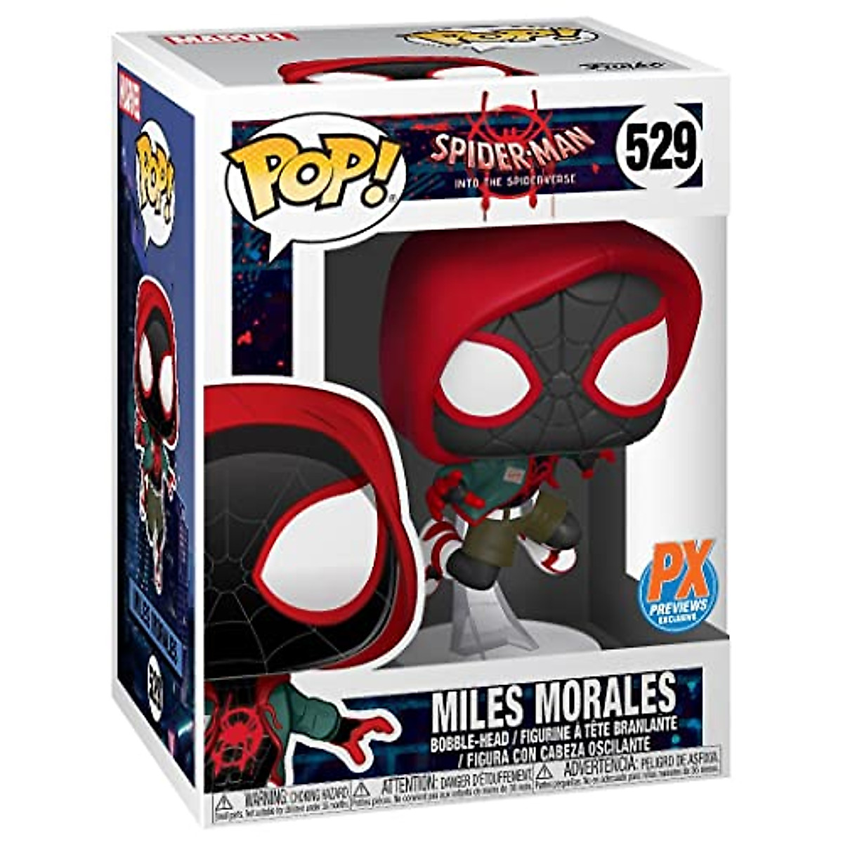 Spider-Man POP Marvel Into The Spiderverse - Casual Miles Morales (PX Previews Exclusive) Funko Vinyl Figure (Bundled with Compatible Pop Box Protector Case), Multicolor, 3.75 inches