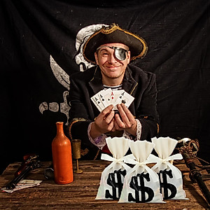 Tinlade 60 Pieces 6 x 9 Inch Money Treat Bags Sign Party Favor Candy Bag Loot Bags for Party Sign Sacks with 25 Yards Ribbon for Party Favor Theme Supplies