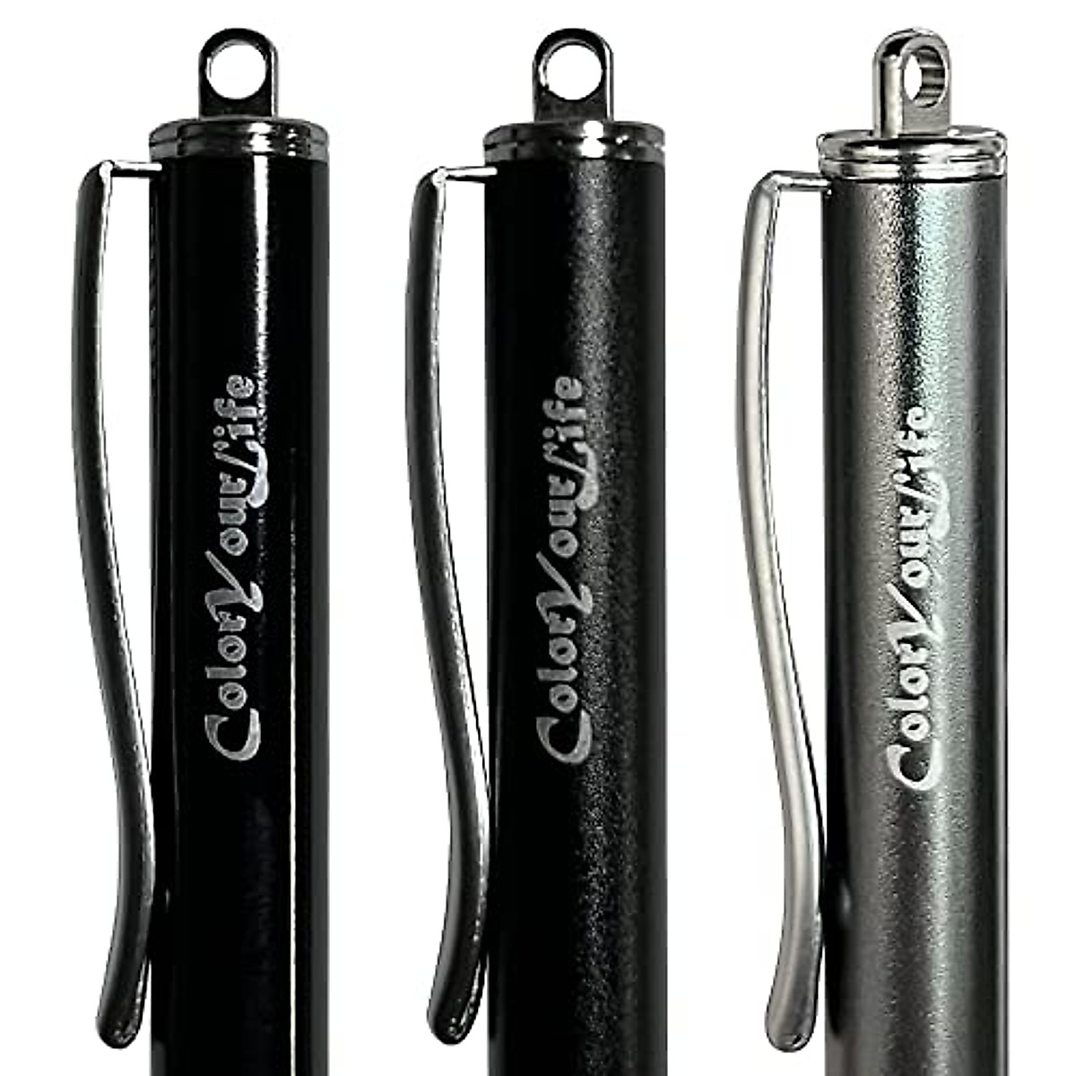 ColorYourLife 3-Pack 5.3'' Micro-Knit Mesh Tip Capacitive Stylus Pens for Touch Screens with Replaceable Fiber Tips, Universal Stylus Pens and Cleaning Cloth (Matt Black, Black, Gun Grey)