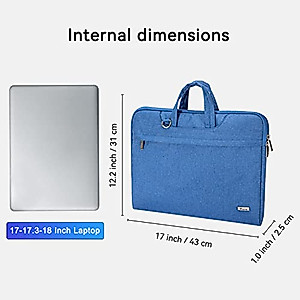 Voova Laptop Bag 17 17.3 Inch Waterproof Laptop Sleeve Case with Shoulder Straps & Handle, Computer Case Cover Slim Briefcase Compatible with 17-18” Hp Dell Asus Acer, Light Blue
