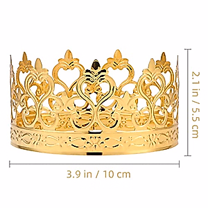 Cabilock Cake Crown Decorative Children Crown Ornament Baking Cake Adornment Crown Birthday Cake Decoration for Wedding Birthday Party (Golden)