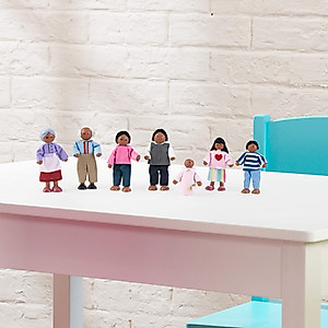 KidKraft Wooden Poseable Doll Family of 7 - African American, Gift for Ages 3+