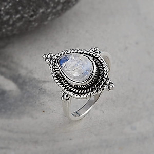 Silver Eternity 925 Sterling Silver Rainbow Moonstone Stranded Ring (10)