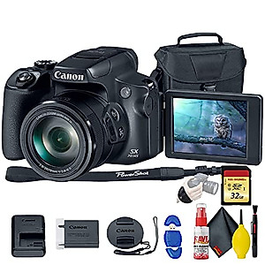 Canon PowerShot SX70 HS Digital Camera (3071C001) - with 32GB Memory Card, Bag, Cleaning Kit, More (Renewed)
