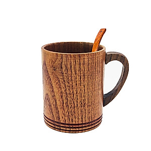 HomeImpel Wooden Coffee Cups Tea Cups With Handle, 9.5oz, 280ml, Drinking Wood Mugs for Beer/Coffee/Milk/Water