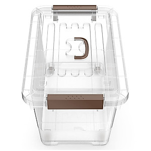 17 Quart Clear Storage Latch Box/Bin, 4-Pack Plastic Stackable Box Organization with Wheels Latching Handle and Lid