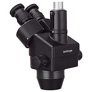 AmScope 7X-45X Black Trinocular Zoom Stereo Microscope Simul-Focal Head