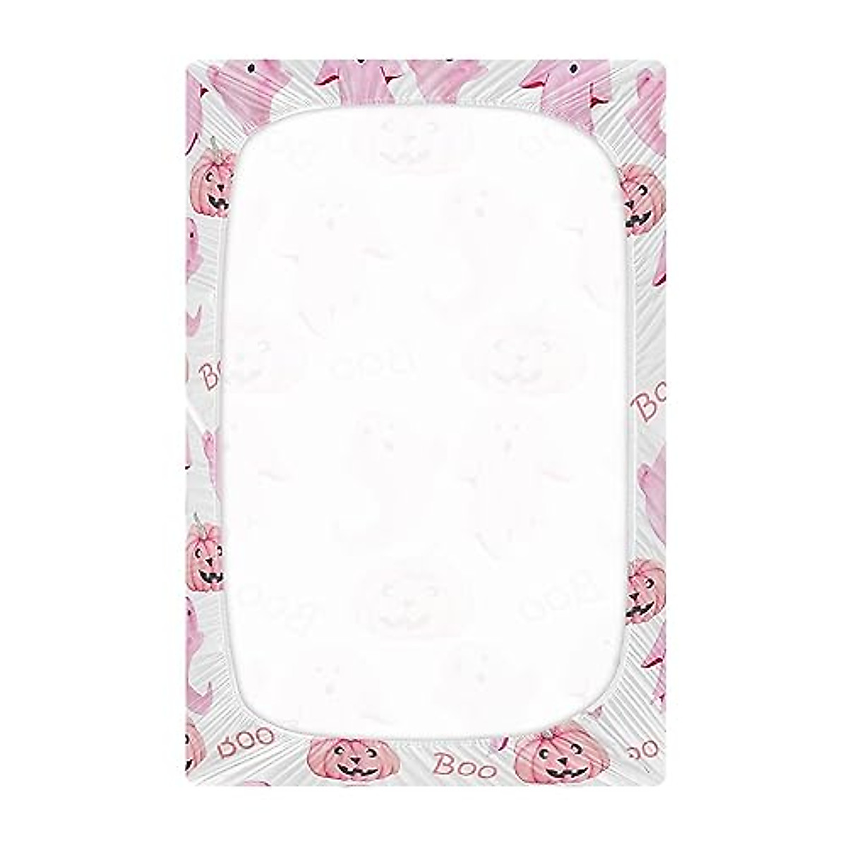 Mazeann Halloween Ghosts Pink Crib Sheets Soft Breathable Fitted Baby Crib Sheets Mattress Cover for Girl Boys, 52" x 28" x 9"