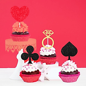 Kreatwow Vegas Bachelorette Party Decorations 24pcs Casino Cupcake Toppers Casino Night Bridal Shower Decorations Poker Cupcake Pick Lucky in Love Wedding Decor for Gamble Bachelorette Las Vegas Party