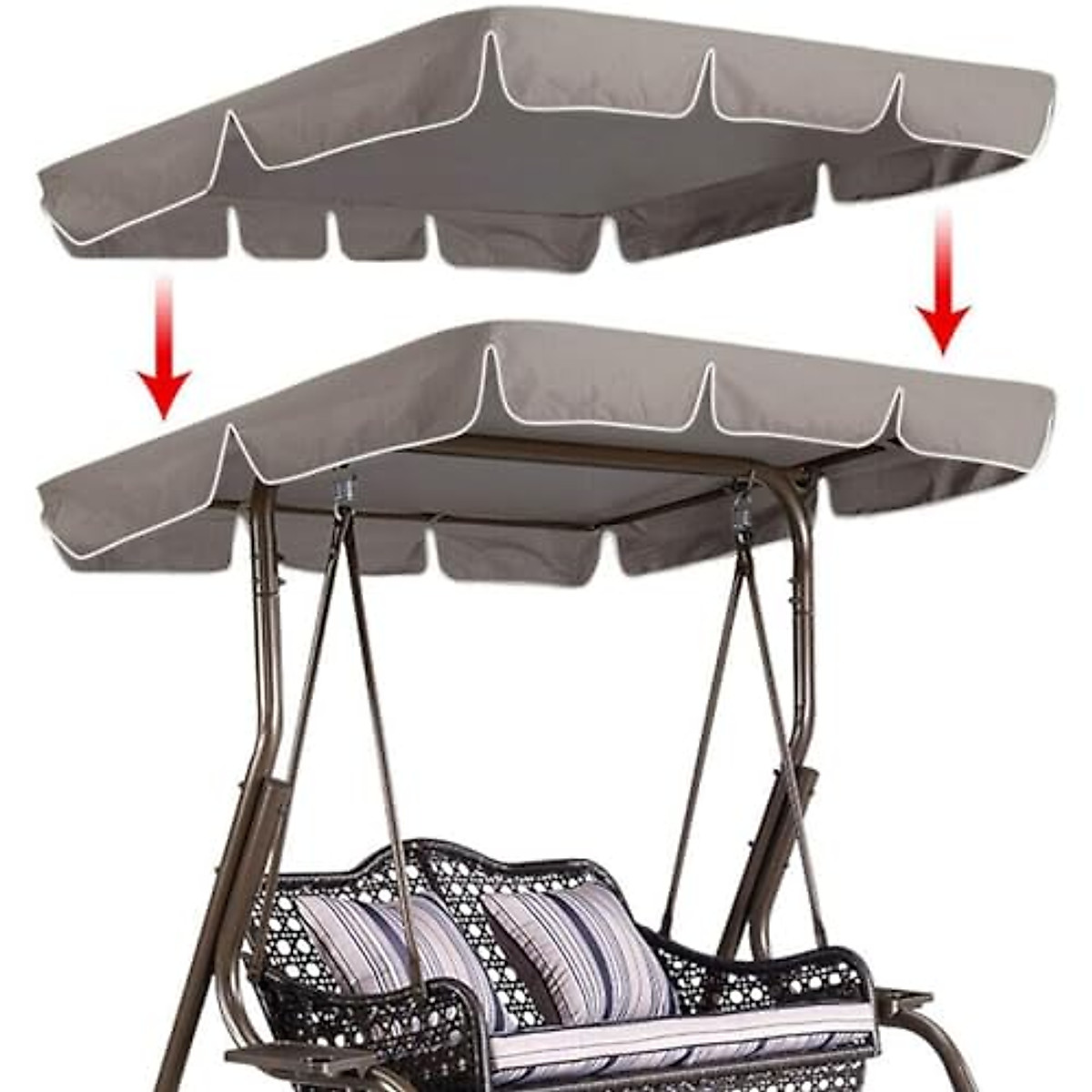 Patio Swing Canopy Replacement, 420D All Weather Protection Deluxe Waterproof UV, Outdoor Swing Canopy Replacement