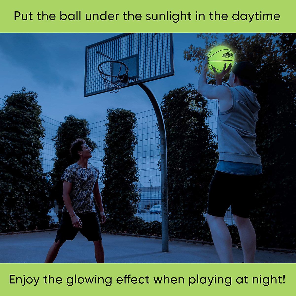 ALKOMI Glow in The Dark Basketball, Light Up Basketball, LED Night Reflective Glowing Holographic Basketball Ball, Basketball Gifts for Boys and Girls, Light Up Balls for Kids