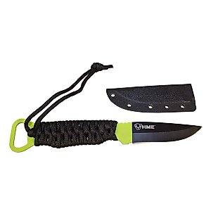 HME Lightweight Pocket Skeleton Knife with Fixed 4.5" Stainless Steel Blade, Nylon Paracord Handle & Kydex Sheath w/Belt Loop for Hunting, Camping, Hiking