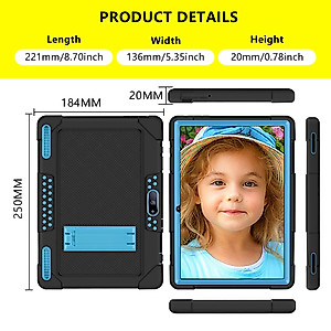 FIEWESEY for Pritom M10 Inch Case, Heavy-Duty Drop-Proof Shock-Resistant Kids Friendly Protective case for QuntiCO Y10/Voger priorpad X100/Digiland Tablet DL1036/Gateway 10.1 HD Tablet(Black/Blue)