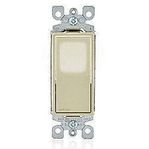 Leviton L5611-2I 15 Amp, 120/277 Volt, Decora LED Illuminated Rocker Single-Pole AC Quiet Switch, Residential Grade, Grounding, Ivory