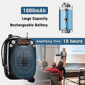 SHIDU Voice Amplifier with Portable Microphone Rechargeable Loudspeaker, Megaphone Speaker, Lightweight Microphone Classroom Must Haves Support TF Card FM for Teaching and Meeting