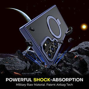 Rayboen for Samsung Galaxy S23 Ultra Case with Magnetic Ring, [Designed for Magsafe] with 2 Pack Soft TPU HD Screen Protector, Military Drop Protection Silky Touch Translucent Matte Cover, Blue